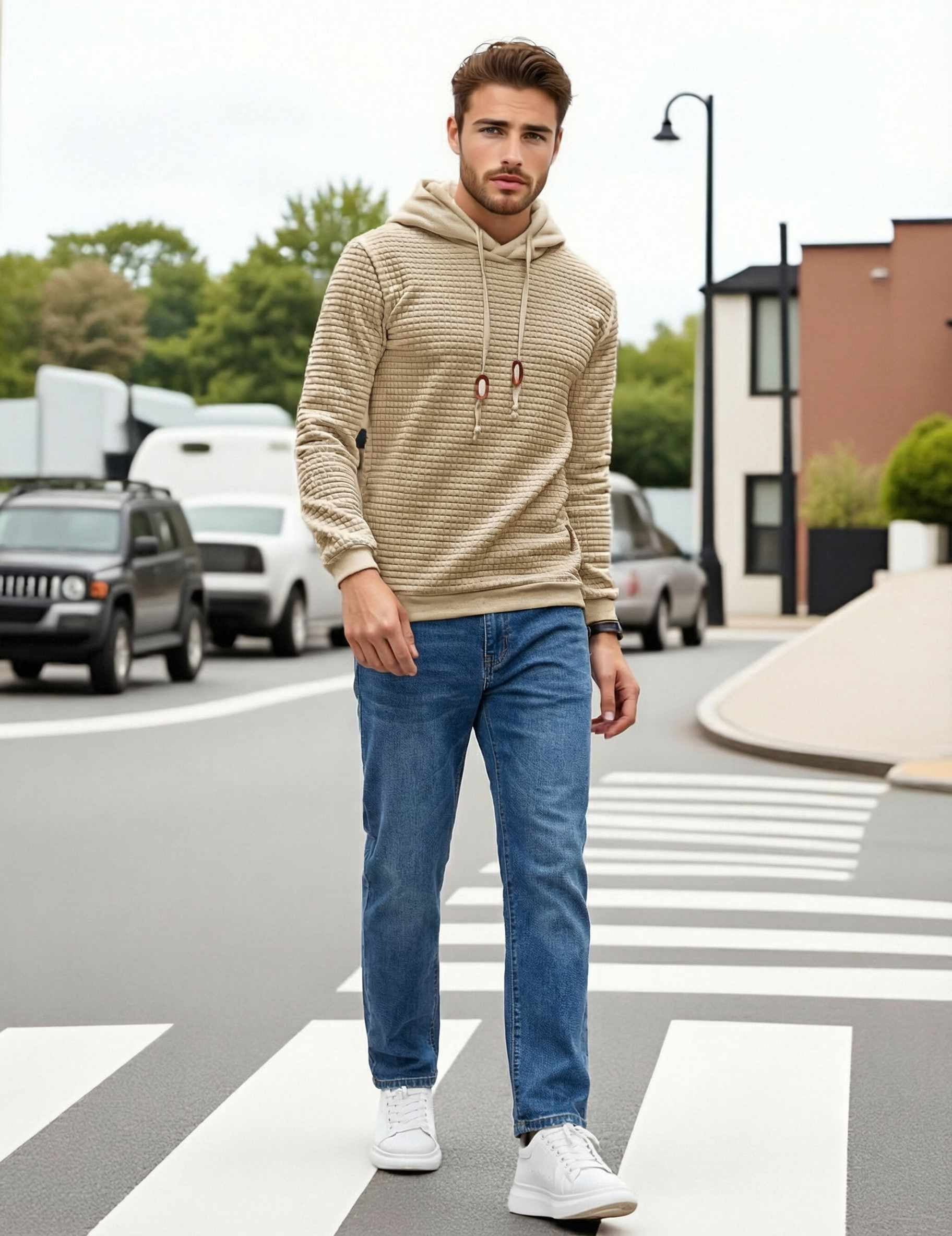 COOFANDY Waffle Knit Soft Casual Drawstring Men's Hoodie - Walmart.com
