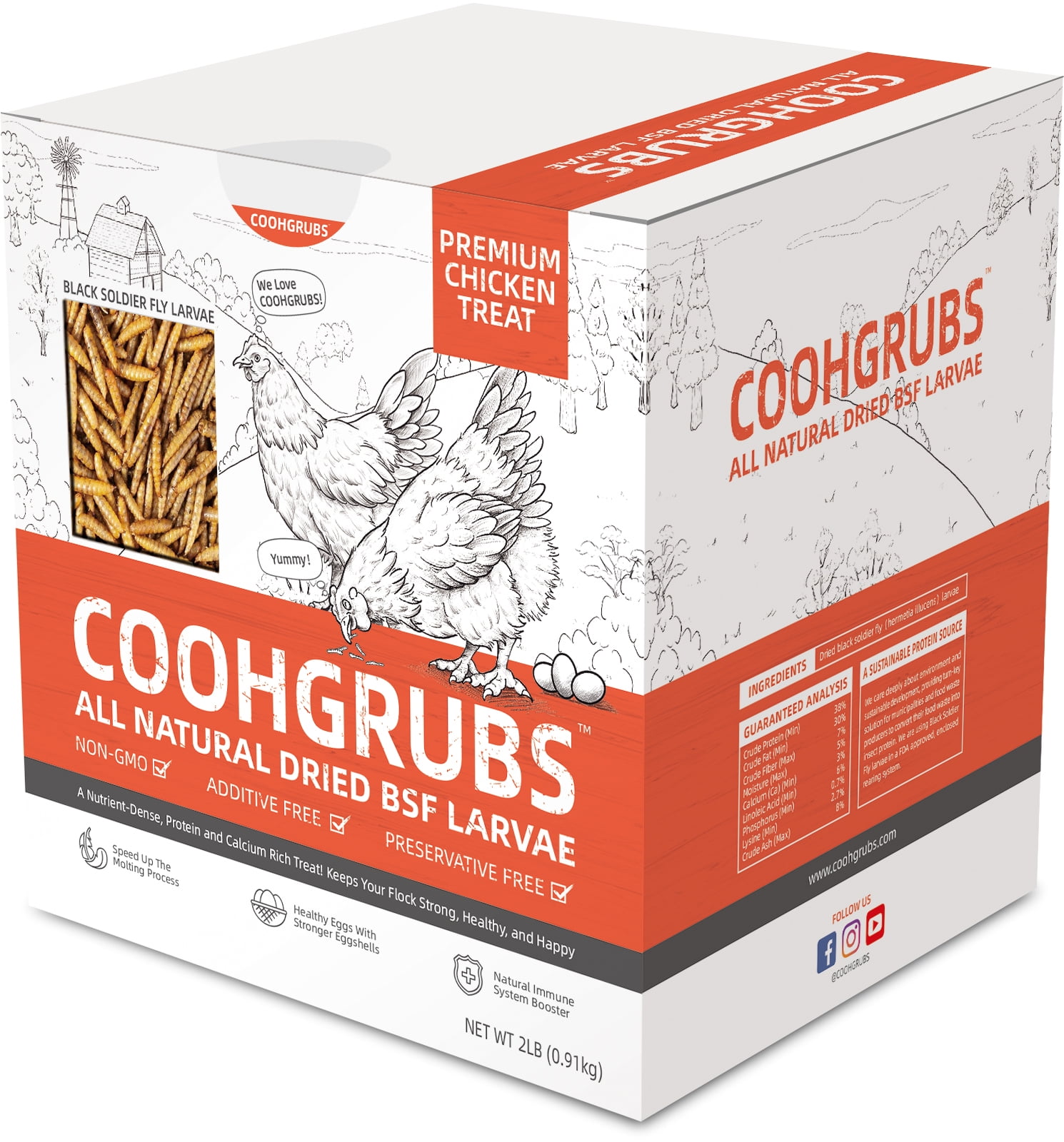 COOHGRUBS Dried Black Soldier Fly Larvae Chicken Treats, Protein-Rich ...