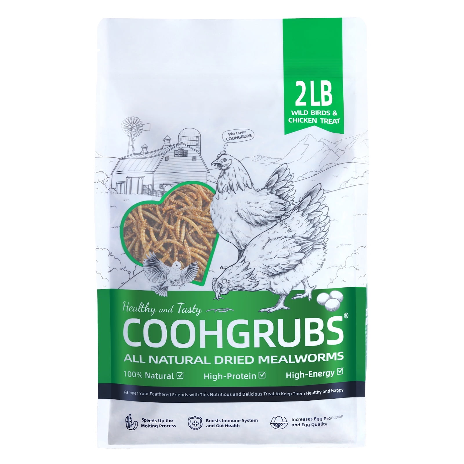 COOHGRUBS Dried Mealworms for Chickens, 100% Natural Premium Protein ...