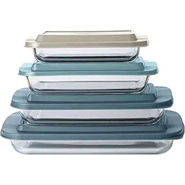 COOK WITH COLOR 8 PC. Glass Baking Dish Set with Lids - Deep Casserole ...