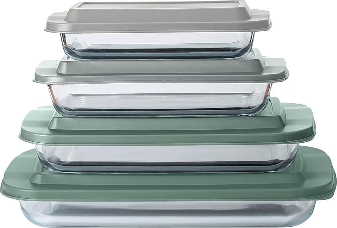 COOK WITH COLOR 8 PC. Glass Baking Dish Set with Lids - Deep Casserole ...