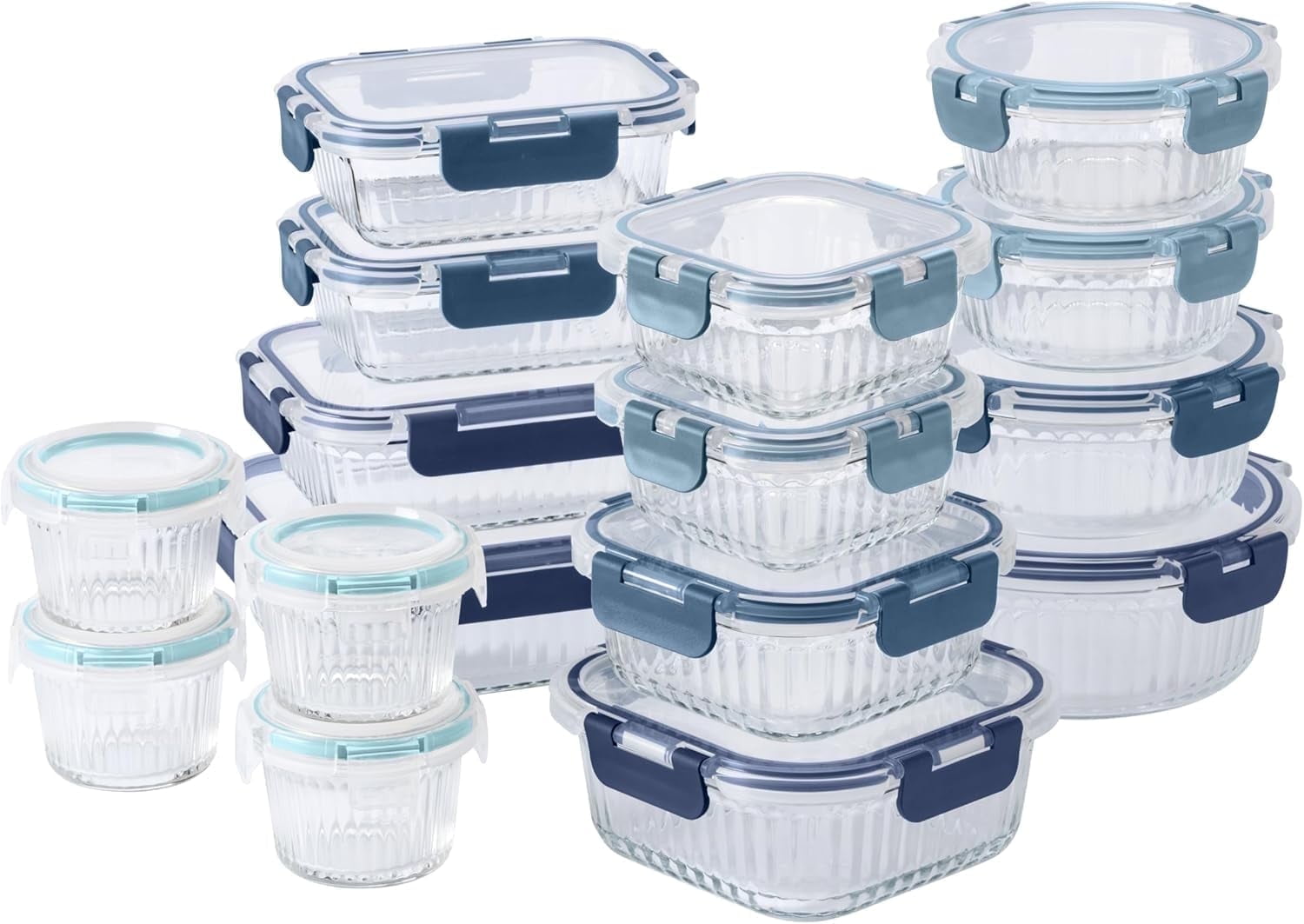 COOK WITH COLOR Borosilicate Glass Storage Containers 32-Pc Set, with ...