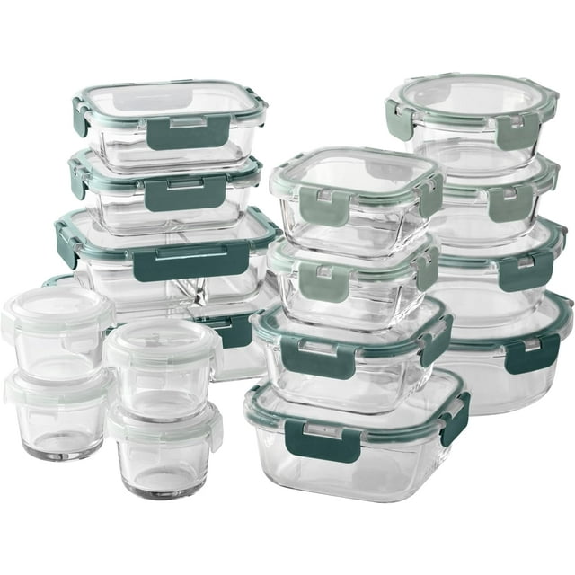 COOK WITH COLOR Premium 32-Pc. Glass Food Container Set with Dividers ...