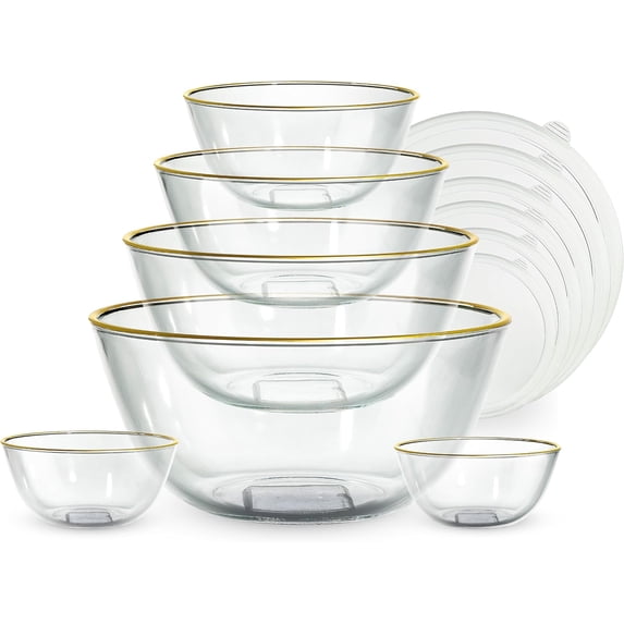 COOK WITH COLOR Glass Mixing Bowls with Lids for Baking and Meal Prep ...