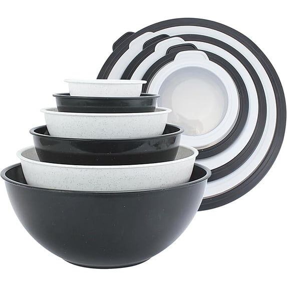 Cook with Color 12 Piece Plastic Nesting Mixing Bowls Set with TPR Lids ...