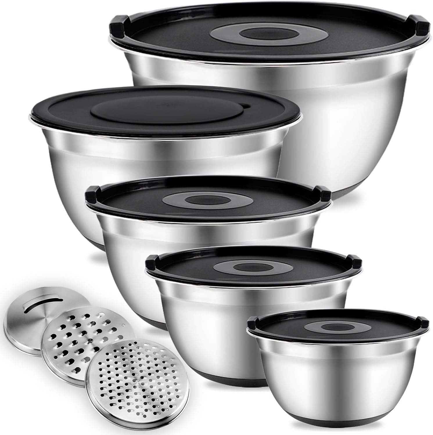 COOK WITH COLOR 14-Pc Stainless Steel Mixing Bowls with Lids Set Salad ...