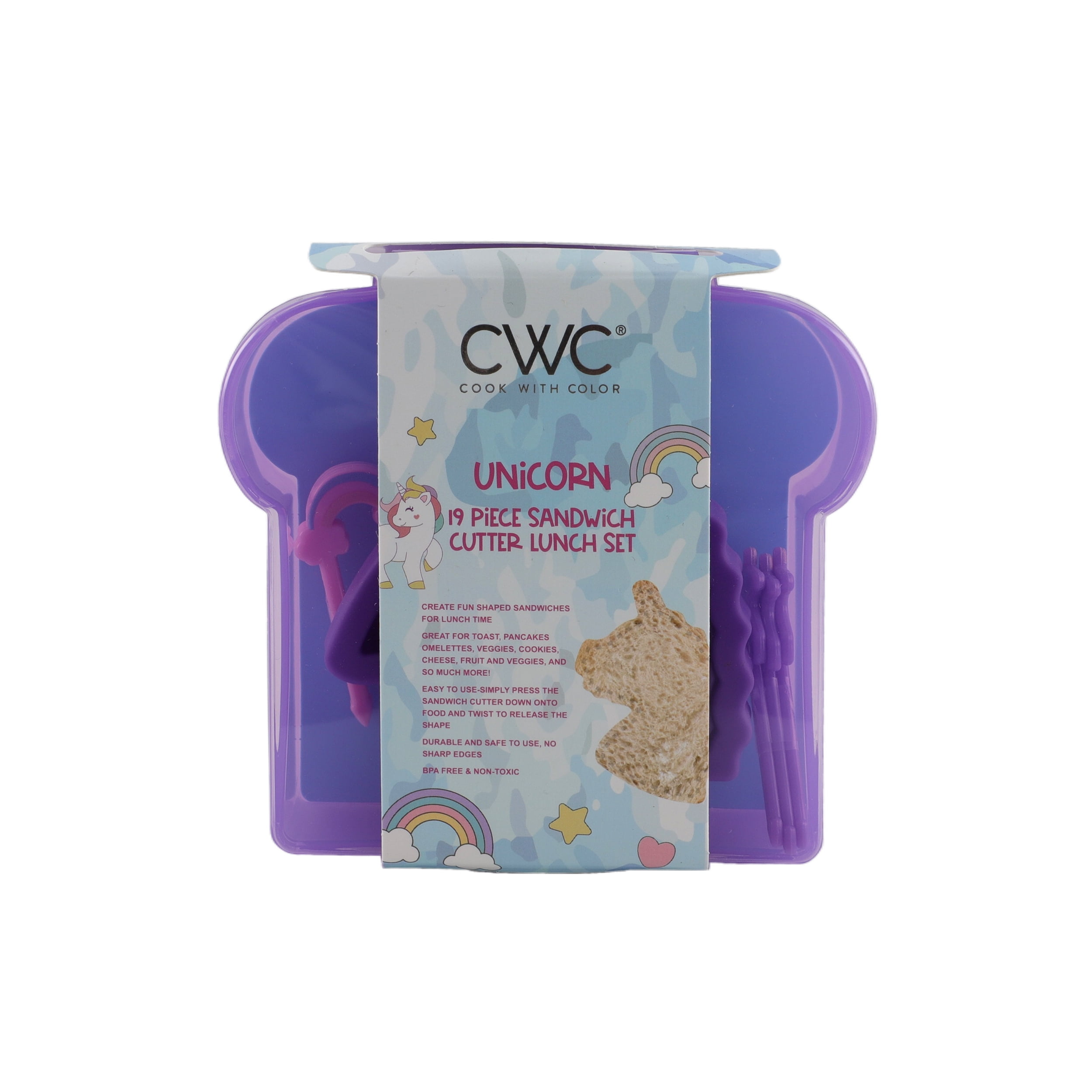 Cook With Color Kids Lunch Accessories Set – 19-Piece Sandwich Cutter ...