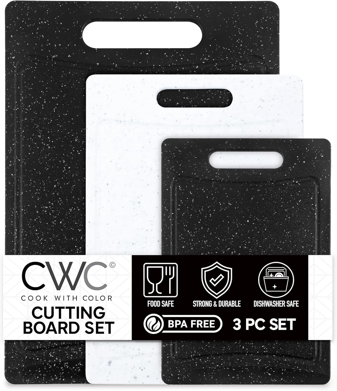 COOK WITH COLOR 3-Piece Cutting Board Set, Non-slip Chopping Board ...