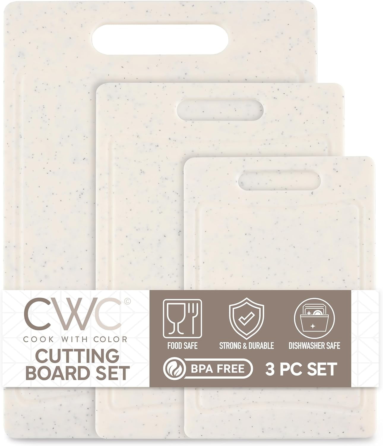 COOK WITH COLOR 3-Piece Cutting Board Set, Non-slip Chopping Board ...