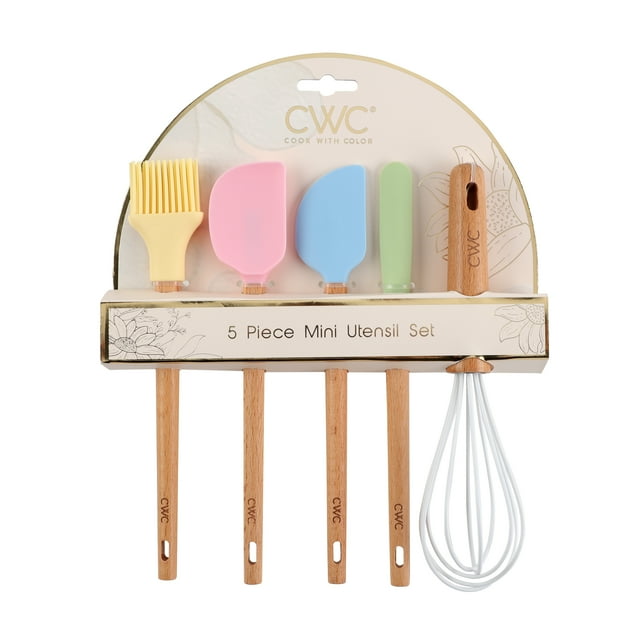 COOK WITH COLOR 5PC Mini Easter Silicone Utensil Set with Wood Handle ...