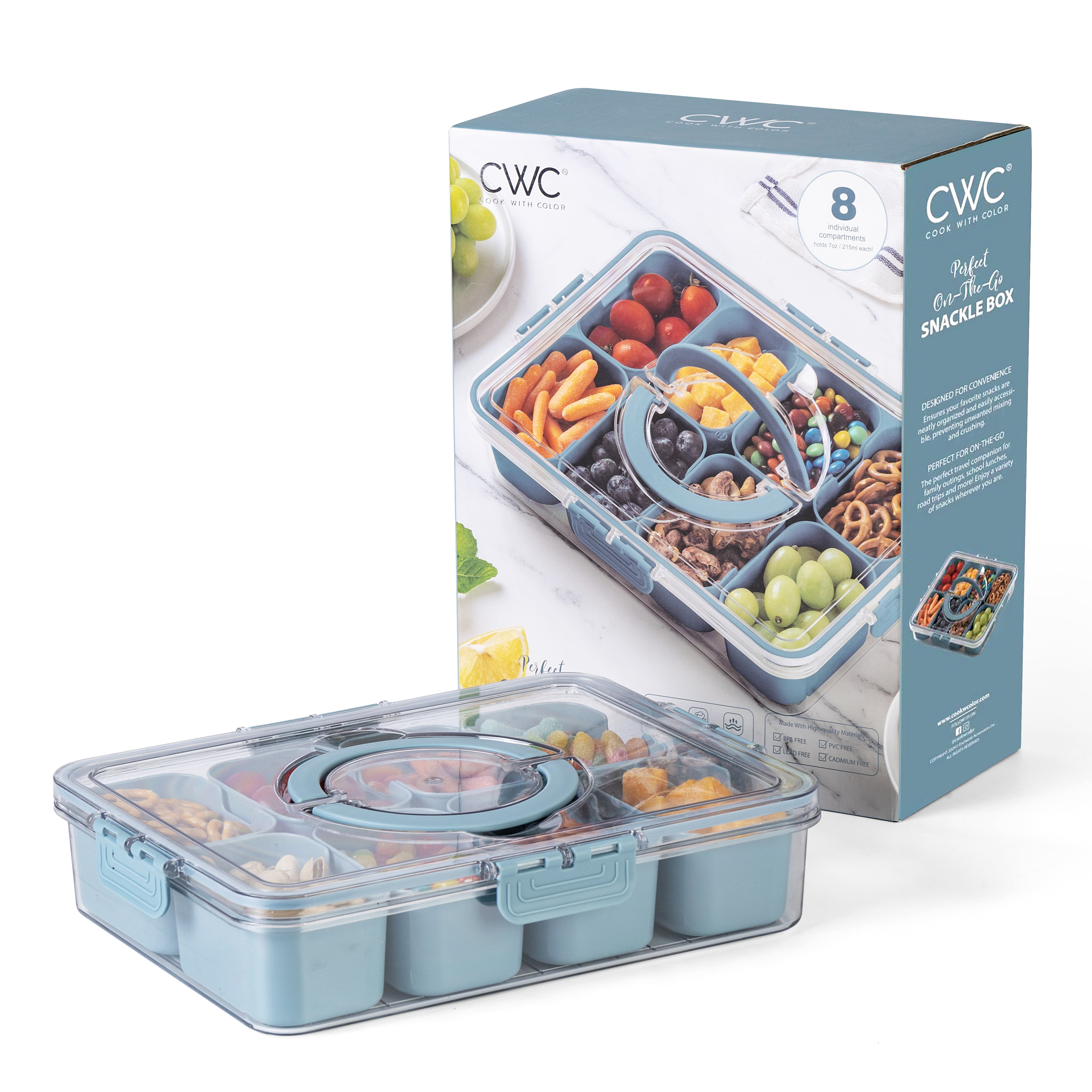 COOK WITH COLOR 8-Compartment Snackle Box Container Divided Serving ...