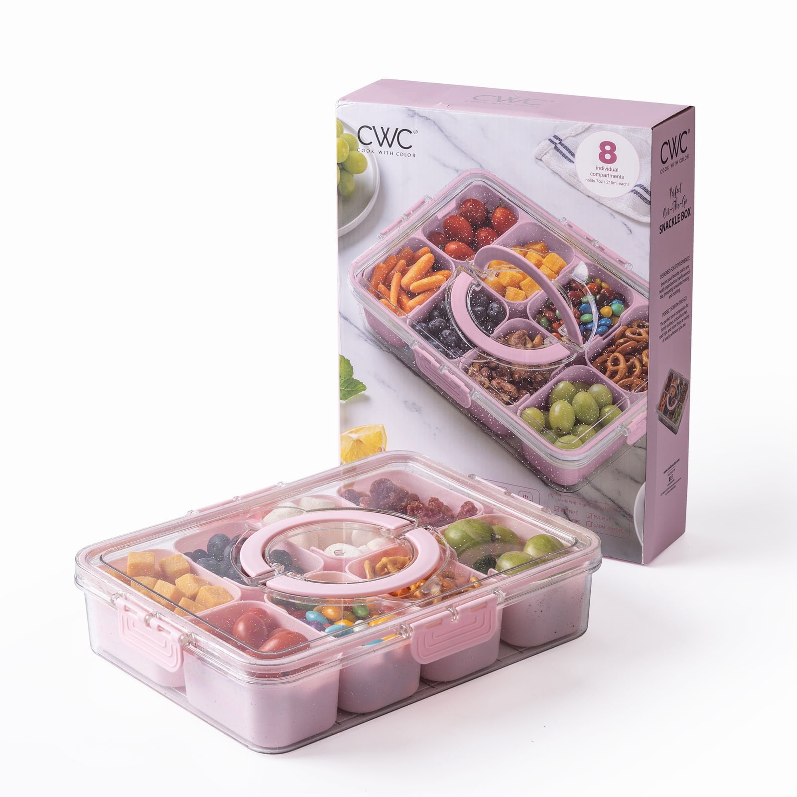 COOK WITH COLOR 8-Compartment Snackle Box Container Divided Serving ...