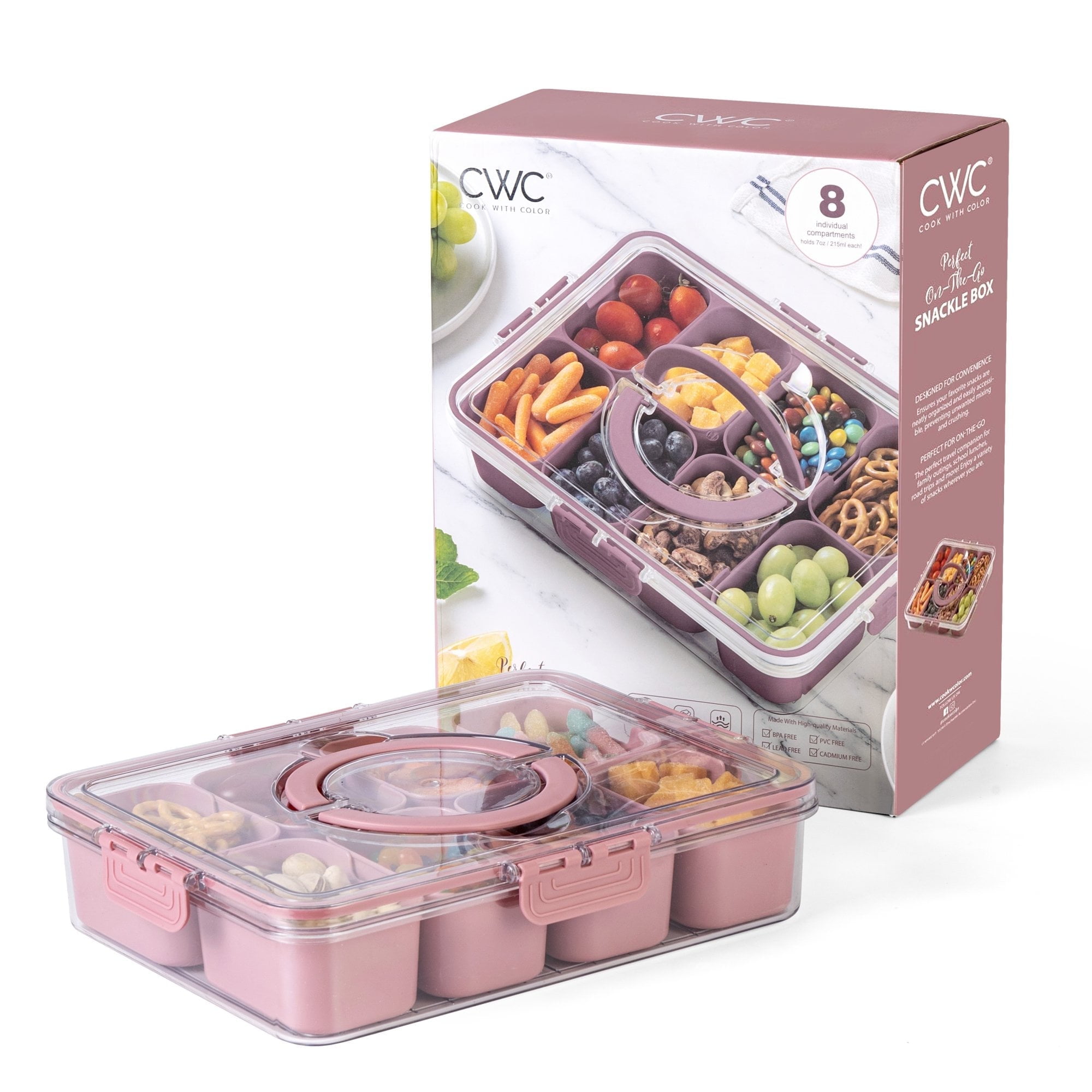COOK WITH COLOR 8-Compartment Snackle Box Container Divided Serving ...
