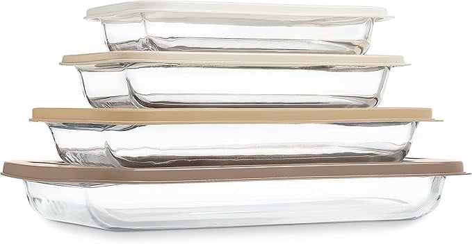 COOK WITH COLOR, Glass Baking Dish Set, 8-Pc with Lids, Microwave-Safe ...