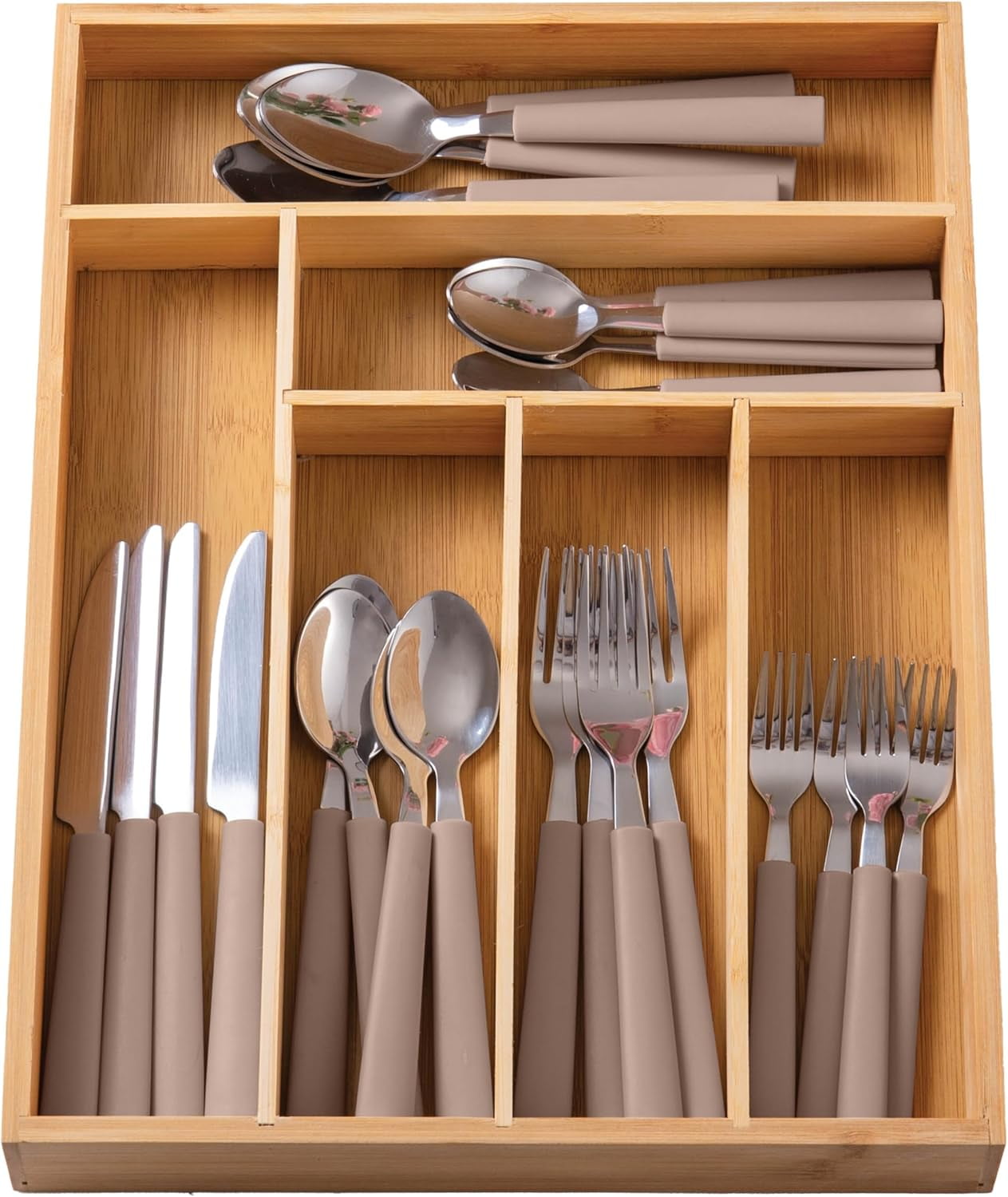 COOK WITH COLOR Silverware Sets and Bamboo Drawer Organizer Set ...