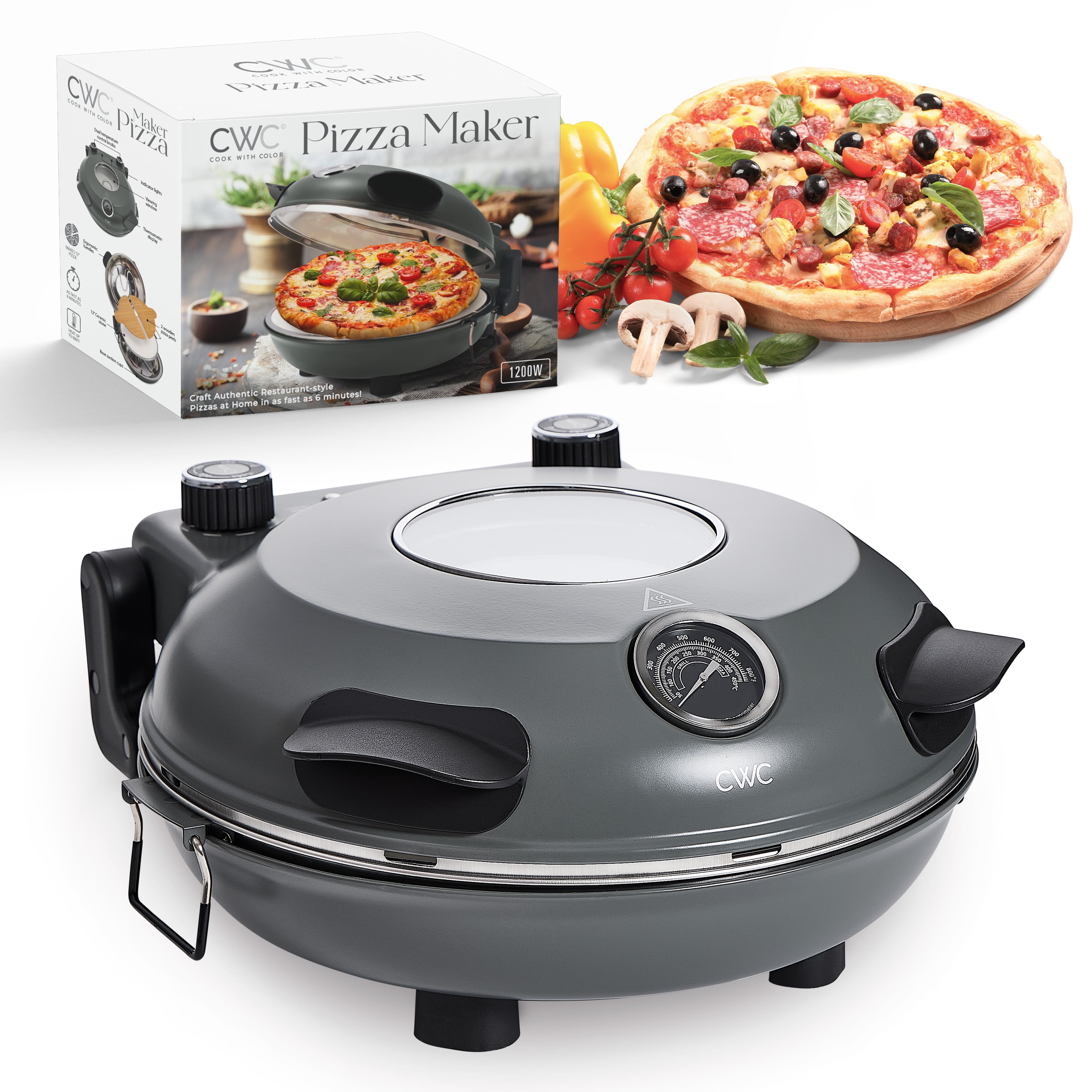 COOK WITH COLOR Electric Indoor Pizza Oven, Countertop Oven Pizza Maker ...