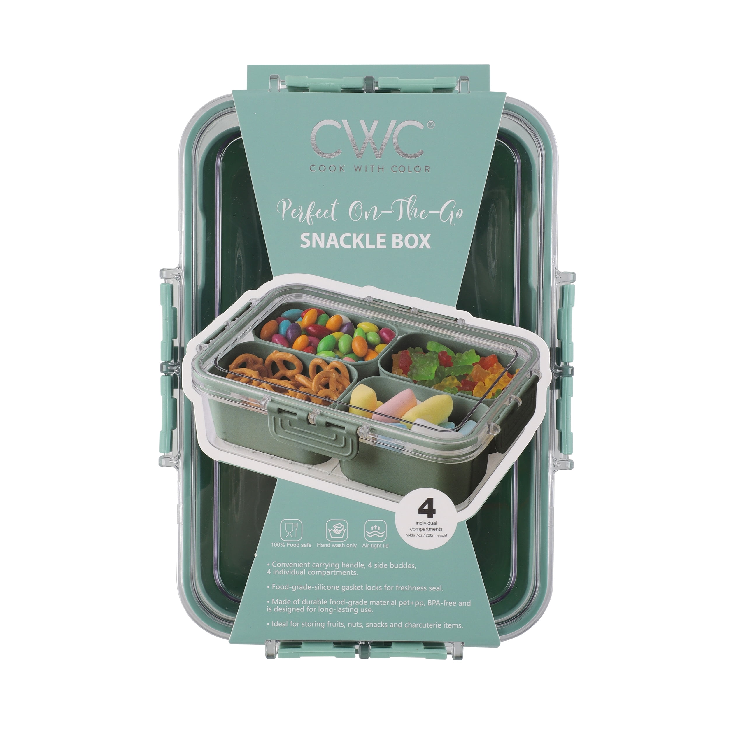COOK WITH COLOR MINI 4 DIVIDER SNACKLE BOX SAGE - Walmart.com