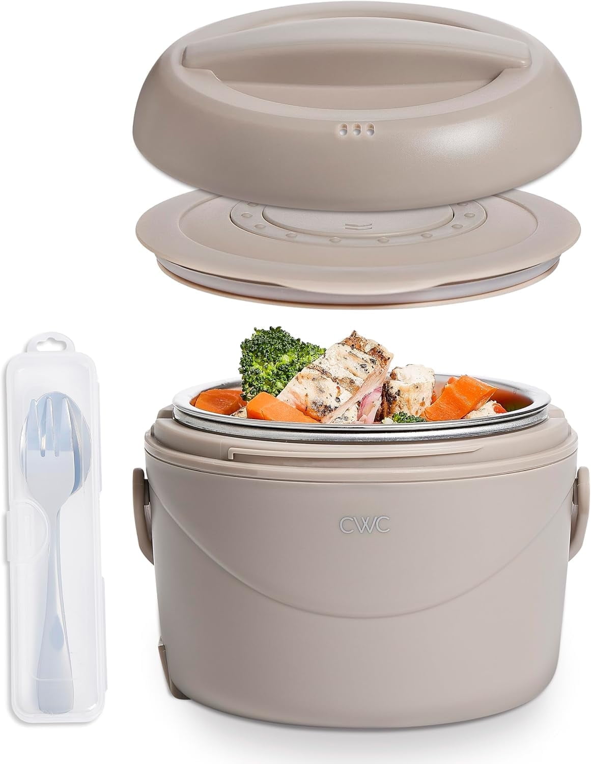 COOK WITH COLOR Round Electric Lunch Box Portable Food Warmer, 1.1L ...
