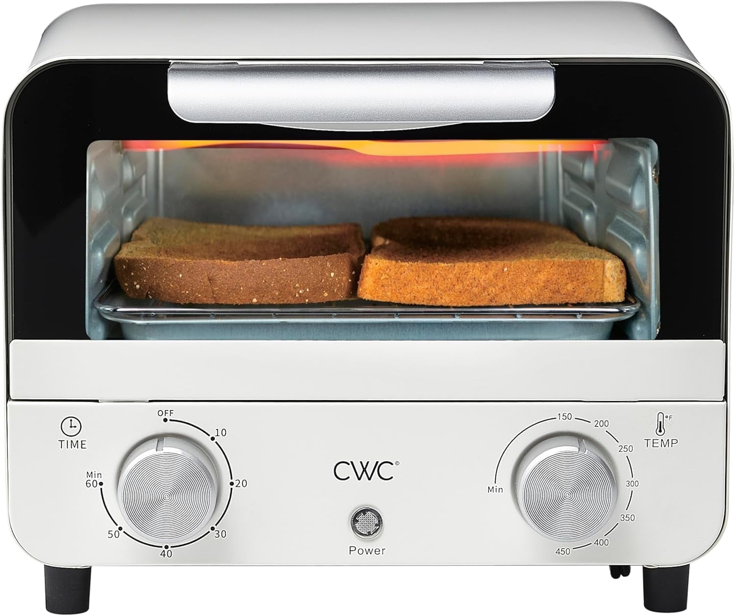 COOK WITH COLOR Small Toaster Oven 600-Watt Countertop Oven Cooker Kitchen Appliance, Cream ...