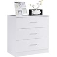 Cookcok Compact 3 Drawer Dresser Wood Chest Cabinet For Small Spaces