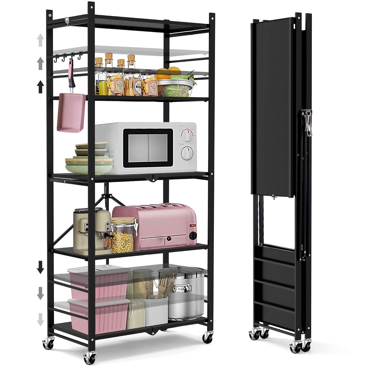 COOKCOK 5-Tier Storage Shelving Unit, Metal Shelf, Adjutable Height ...