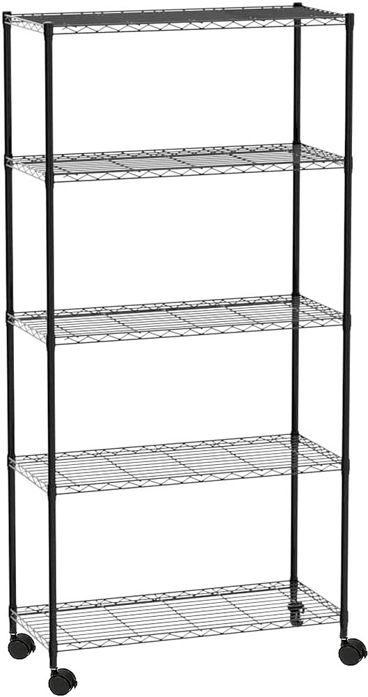 COOKCOK 5-Tier Heavy Duty Wire Shelving Unit with Wheels, Adjustable ...