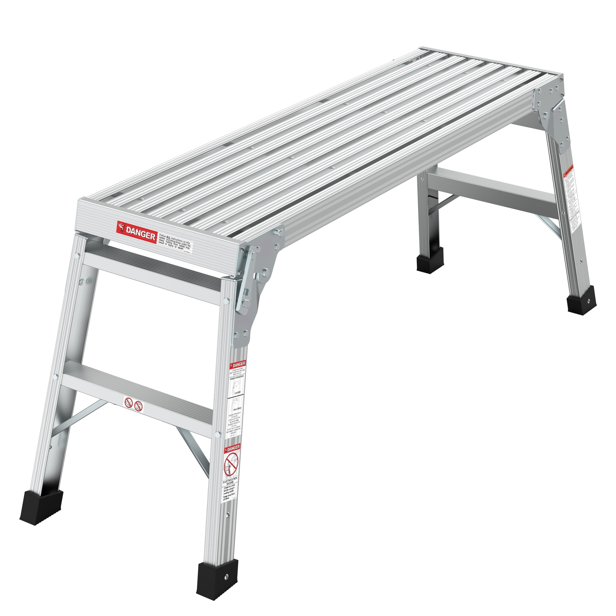 COOKCOK Aluminum Work Platform Folding Step Stool with 225lbs Large ...