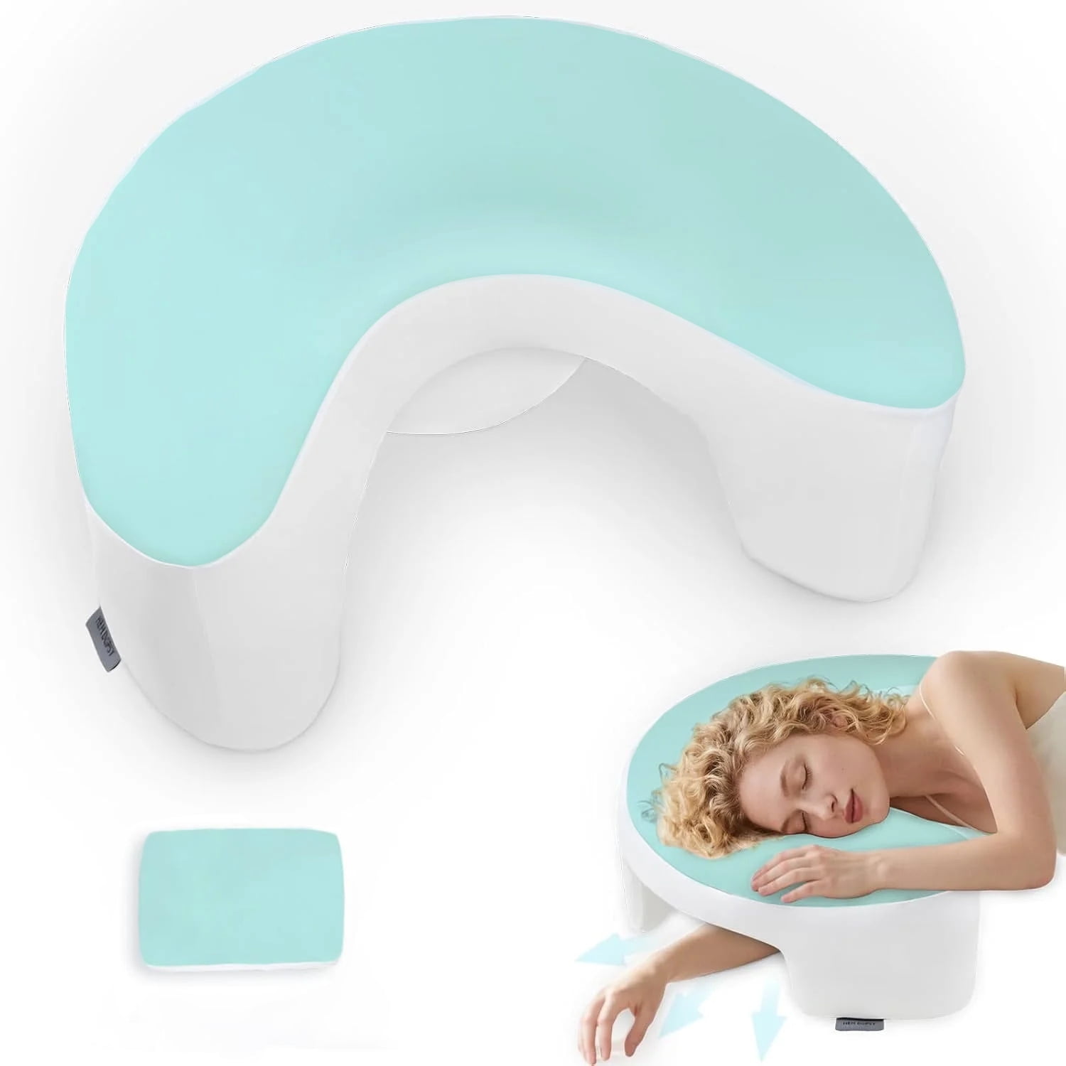 COOKCOK Side Sleeper Pillow with Arm Hole, 2PCS Pillowcase, Ergonomic ...
