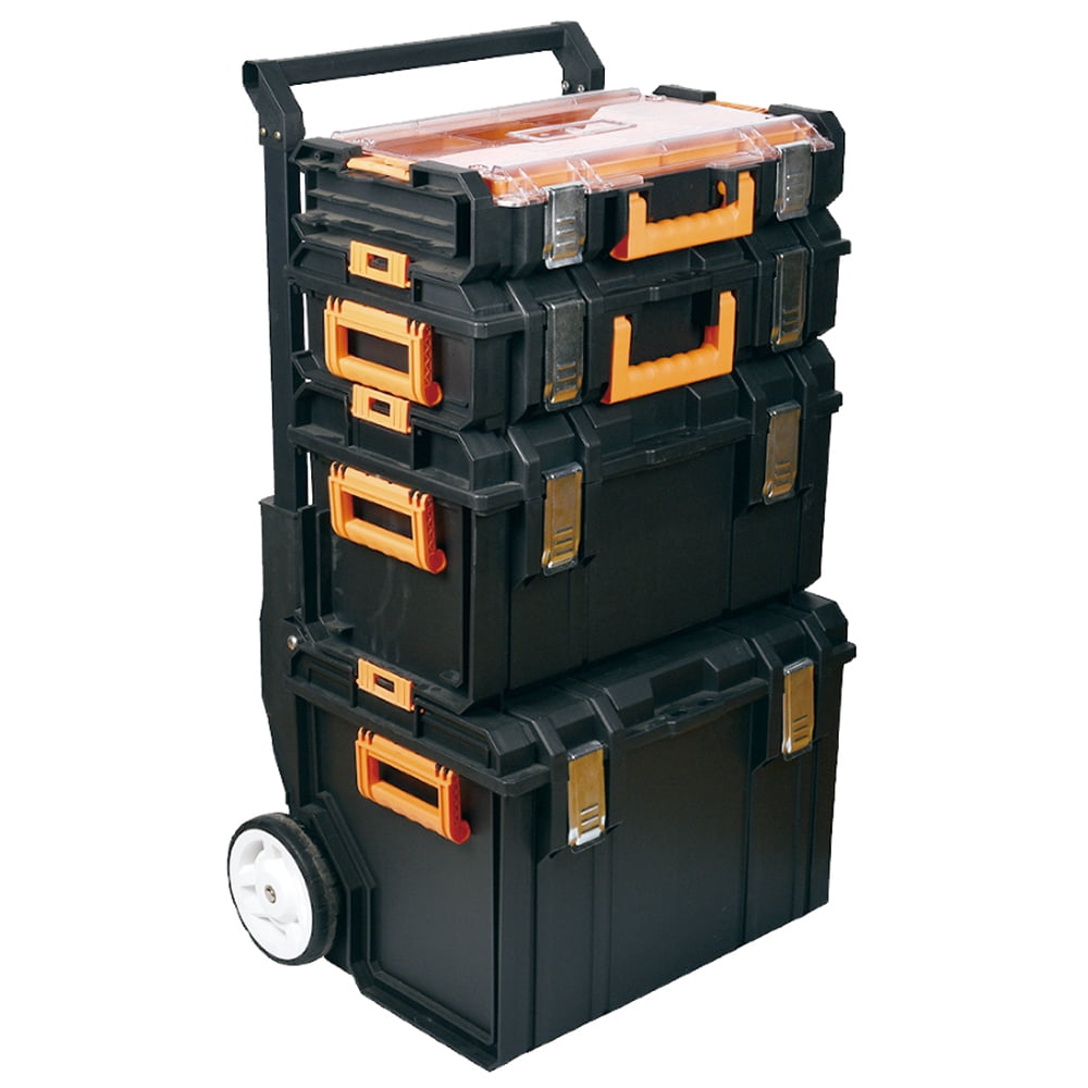 COOKCOK Stackable Storage System - 4 Pieces Set, Rolling Tool Box Set Mobile Tool Chest Storage ...