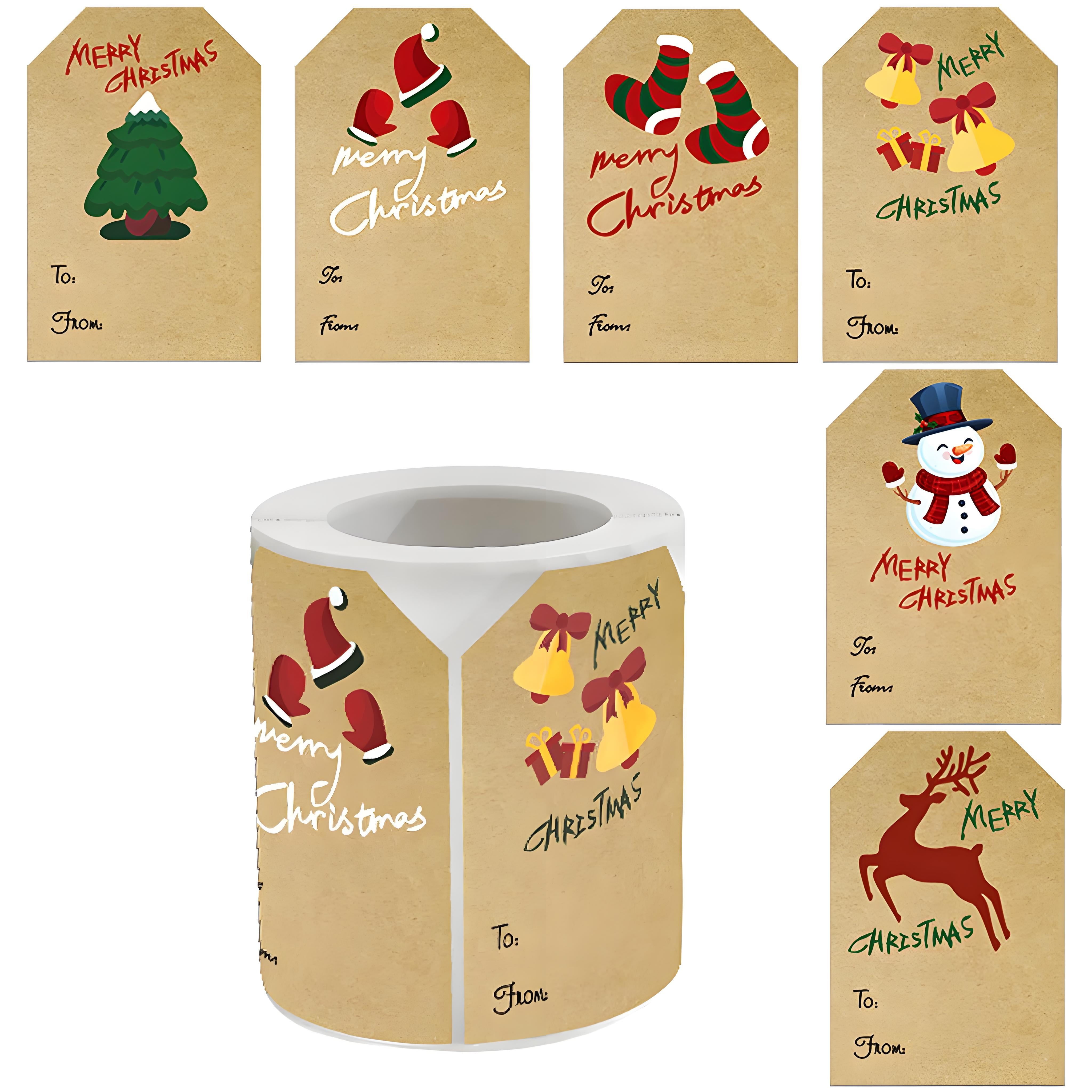 COOKEY Christmas Gift Tags Sticker 250 pcs 2×3 inch Self-Adhesive Kraft ...