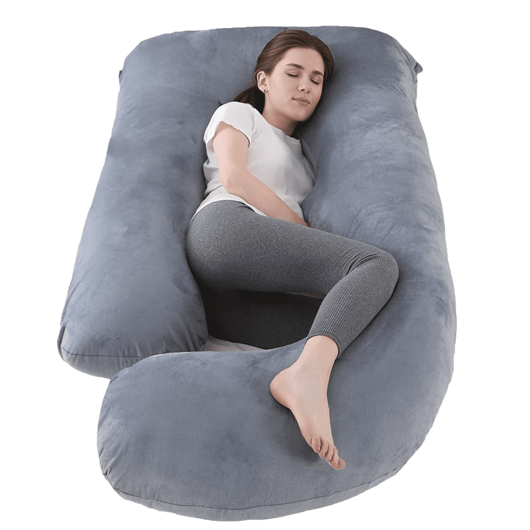 COOKEY Pregnancy Pillow with Removable Velvet Cover,U Shaped Full Body ...