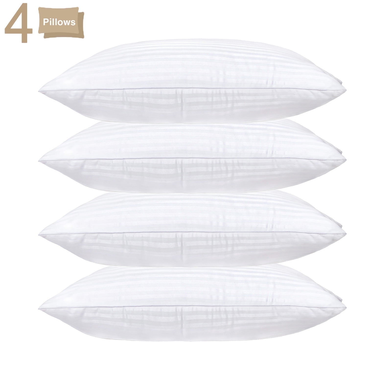 COOKEY Standard Bed Pillows 4 Packs,Down Alternative Pillow for ...