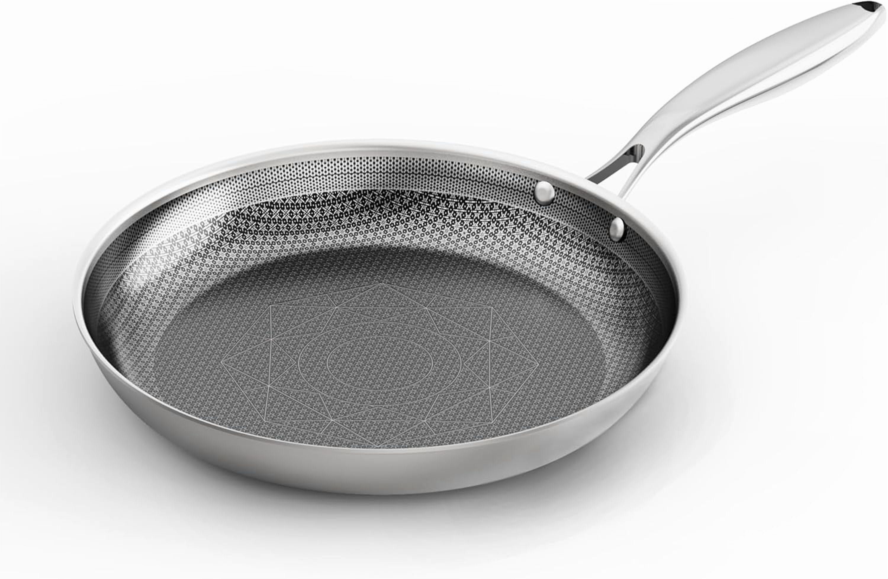 COOKING KING 8-Inch Stainless Steel Pan, Hybrid Nonstick Frying Pan ...