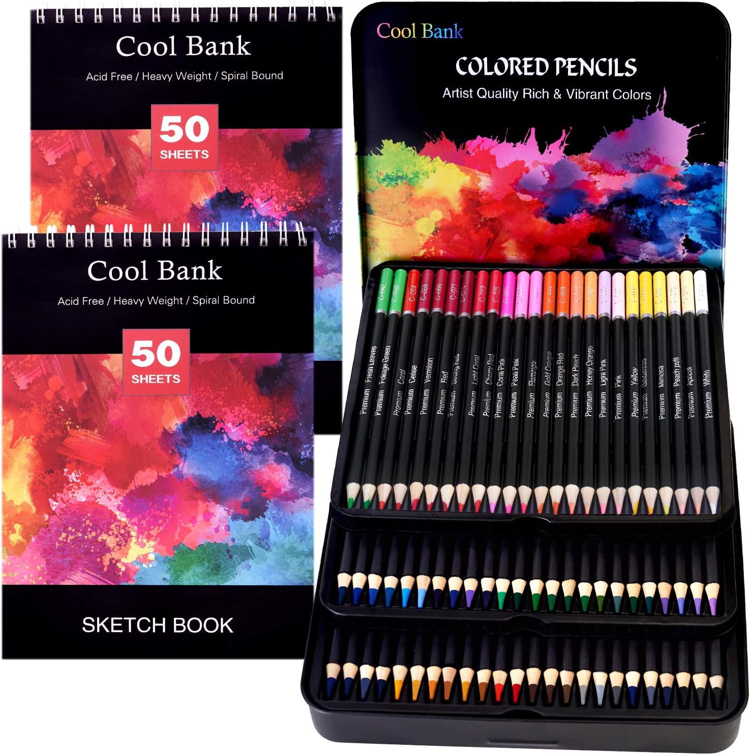 COOL BANK 72 Professional Colored Pencils, Artist Pencils Set with 2 x ...