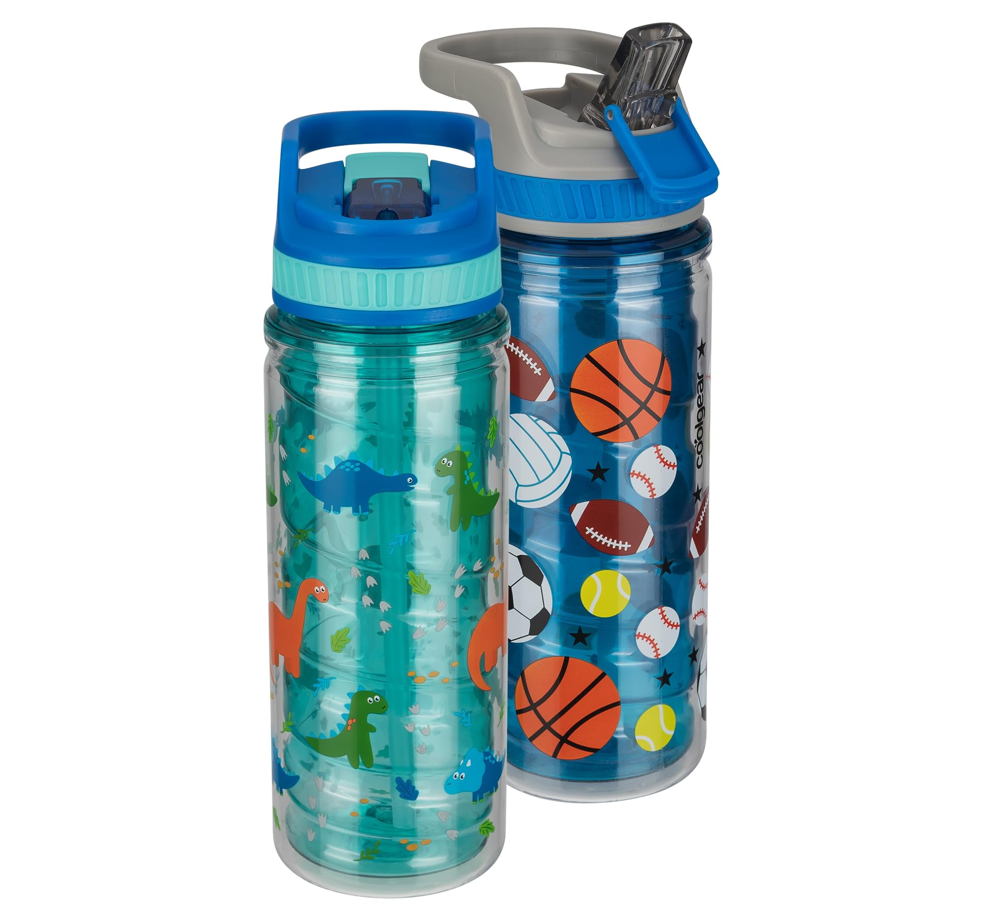 COOL GEAR 2 Pack 16 oz Kids Twist Water Bottle with Double Wall, Sipper ...