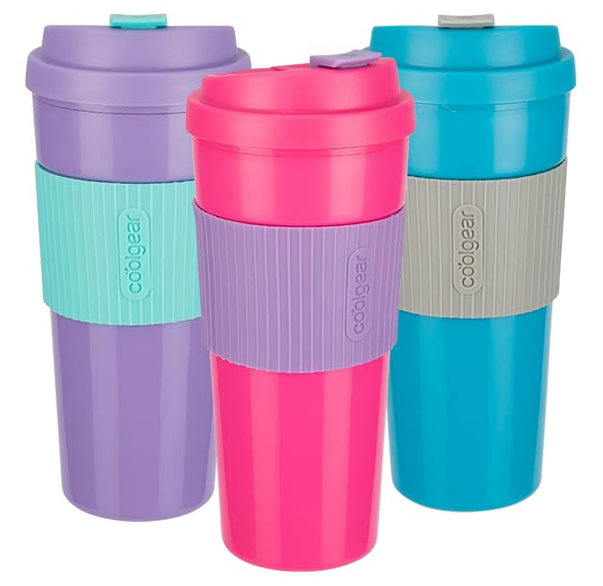 COOL GEAR 3-Pack 19oz Eco 2 Go Coffee Mug with Protective Removable ...