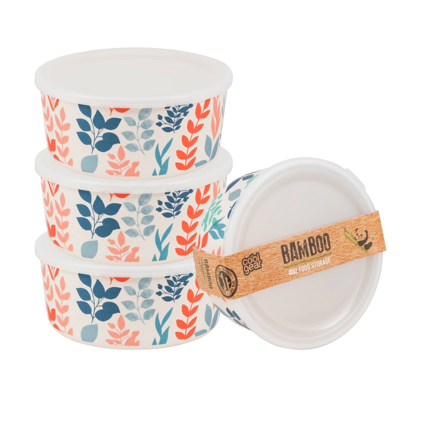 COOL GEAR 4-Pack Bamboo Reusable Containers | BPA-Free Dishwasher-Safe ...