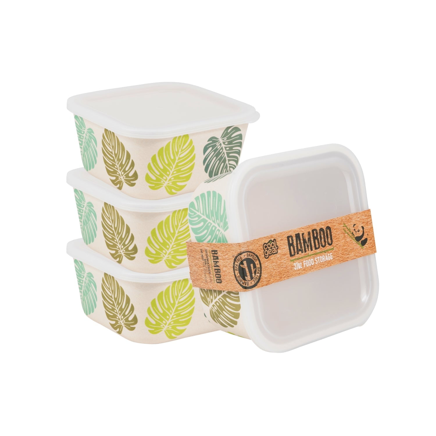 COOL GEAR 4-Pack Bamboo Reusable Containers | BPA-Free Dishwasher-Safe ...