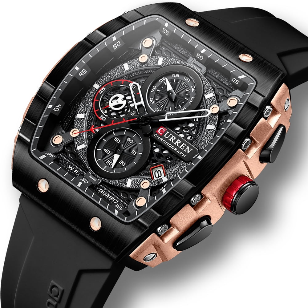COOL Large Mens Watch Classical Luxury Sports Design Watches Rubber ...