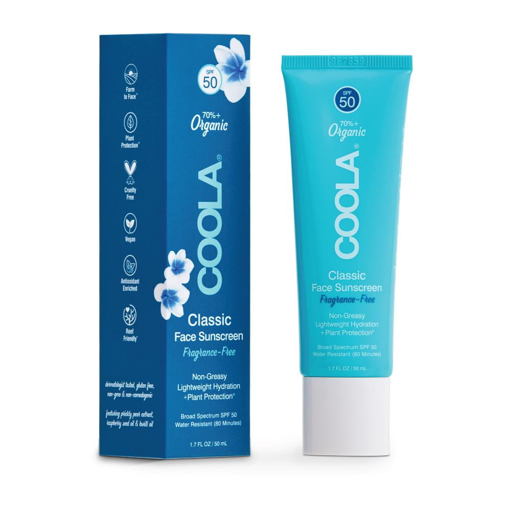 COOLA Organic Face Sunscreen SPF50, Broad Spectrum, Water-Resistant ...