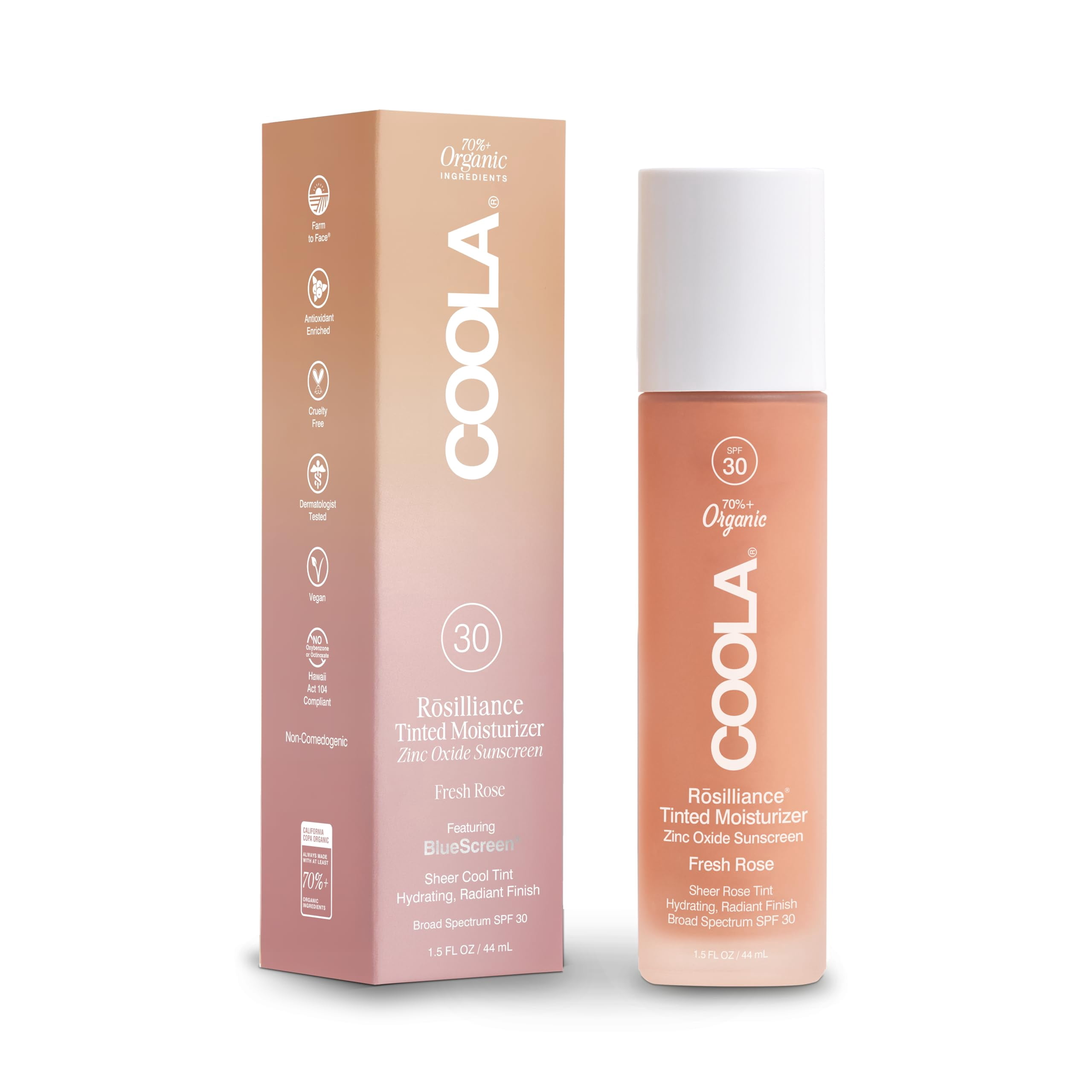 COOLA Organic Rosilliance BB KEF28 Cream with SPF 30, Tinted ...