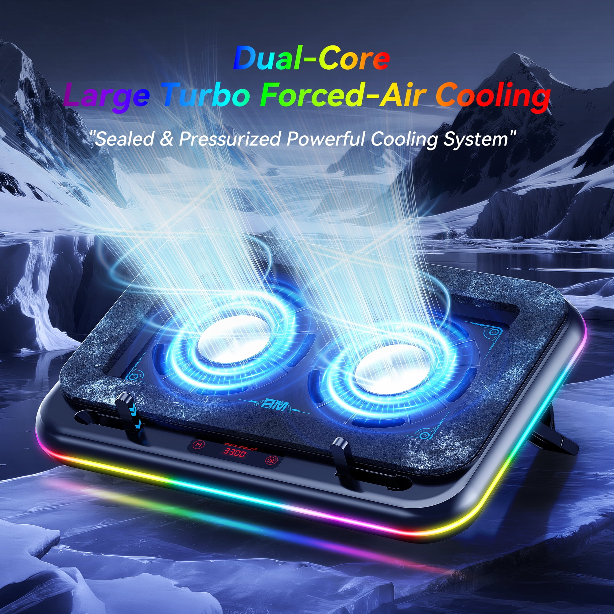 COOLCOLD RGB Laptop Cooling Pad, Gaming Laptop Cooler with Dual ...
