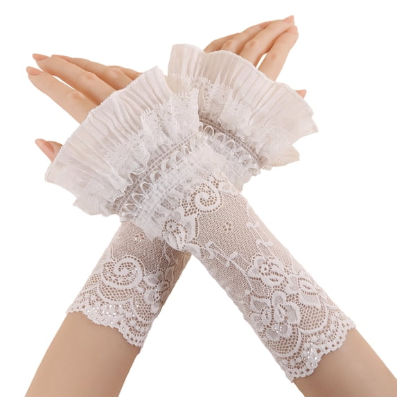 COOLHOOD 1 Pair Elegant Lightweight Breathable Lace Fake Sleeves for ...