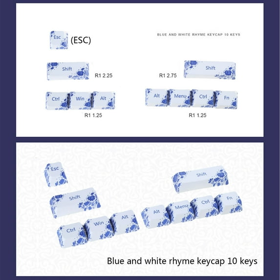 COOLHOOD 10 Keys Chinese Keycap for Large Keys Mechanical Keyboard ...