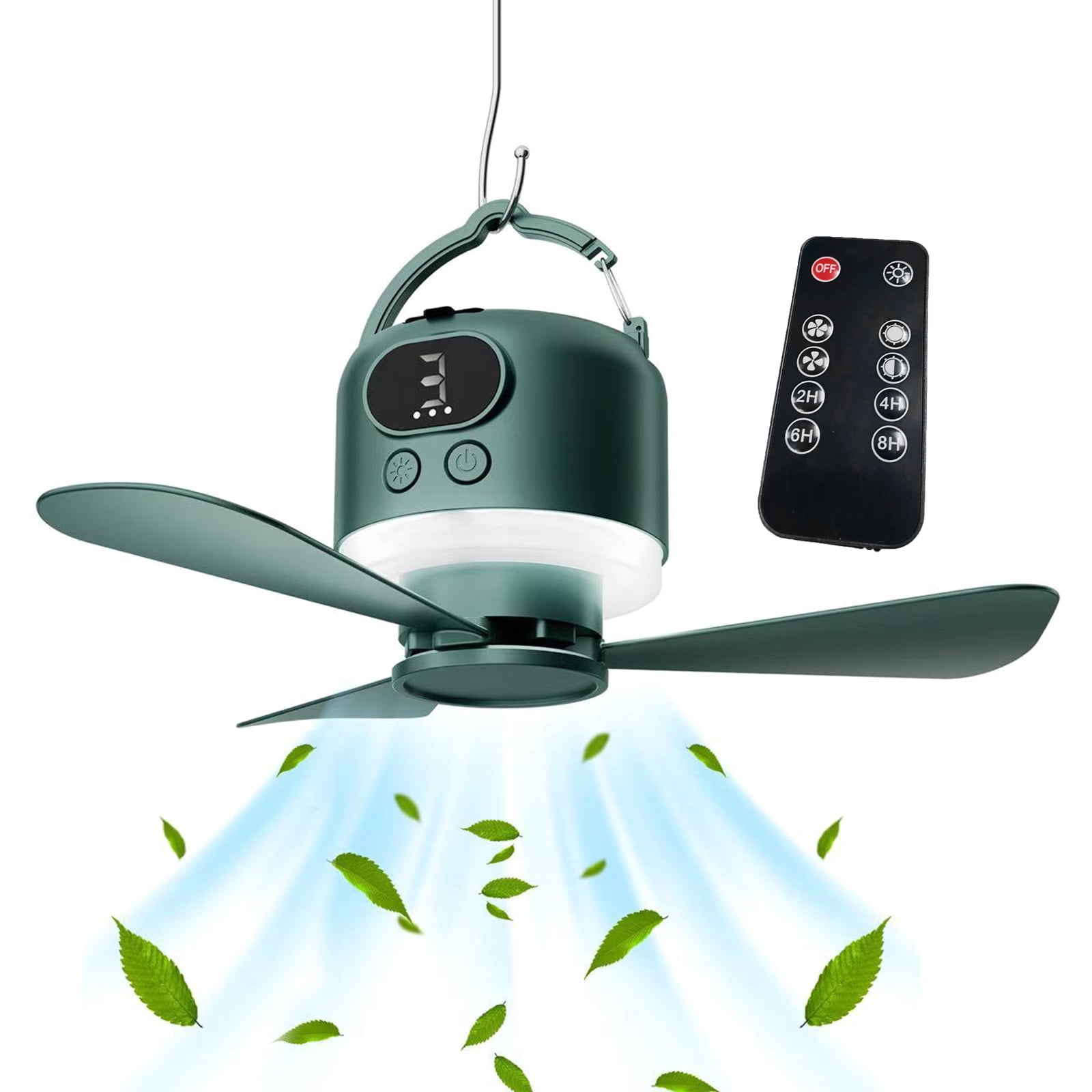 COOLHOOD 10400mAh Outdoor Ceiling Fan Light with Remote Controls and ...