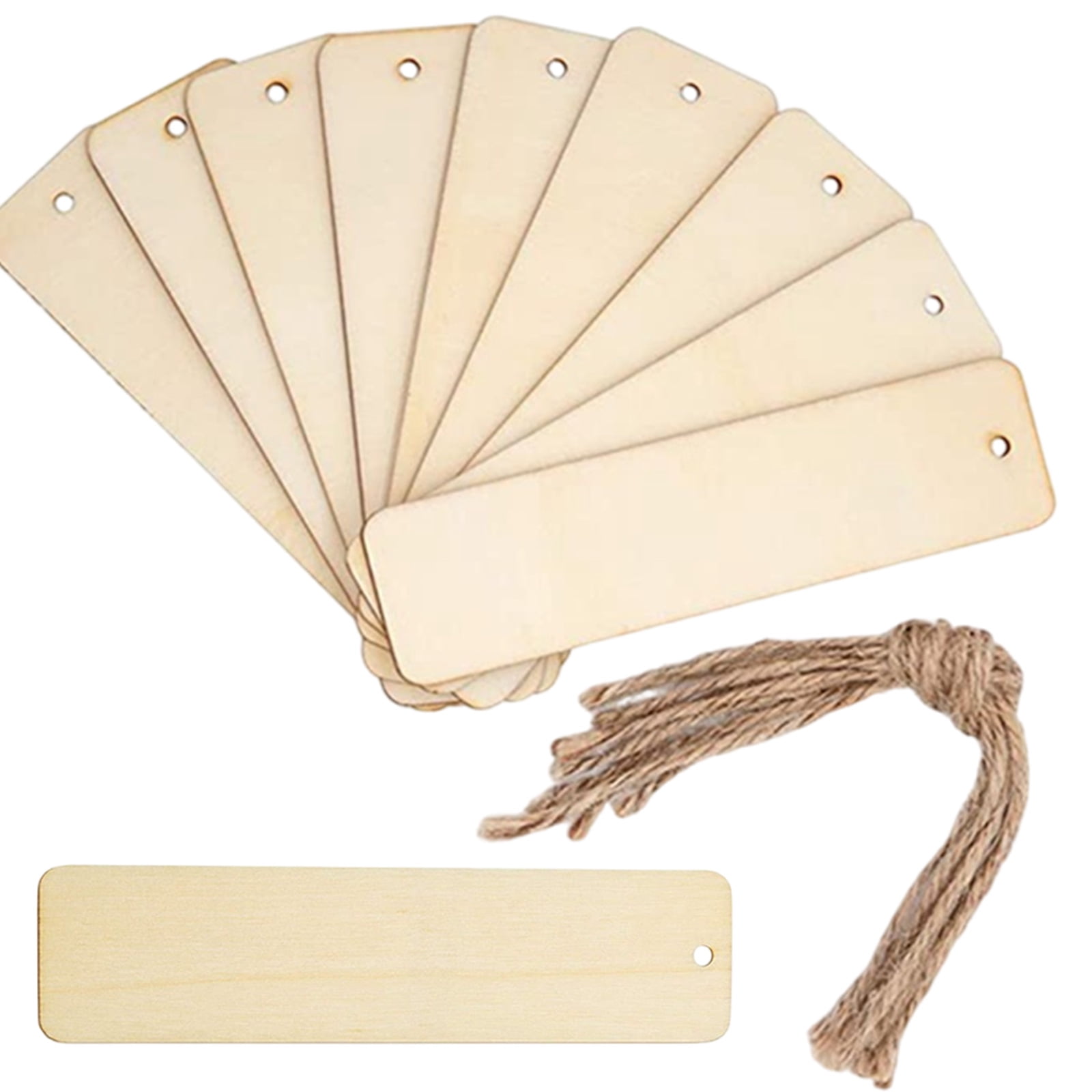 COOLHOOD 10PCS Wood Bookmarks with Rope Unfinished Wood Bookmarks ...