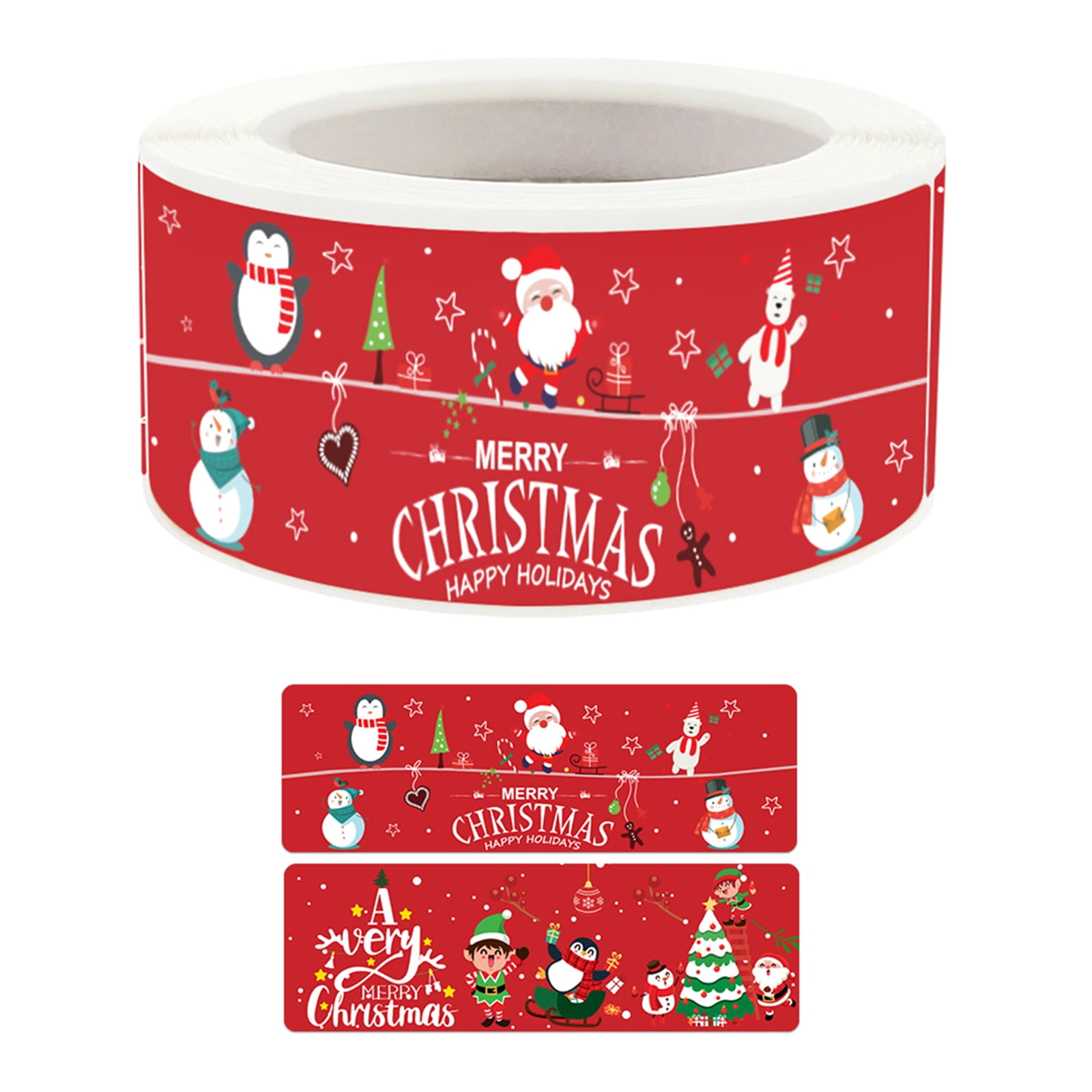 COOLHOOD 120Pieces/Roll Cartoon Christmas Sealing Stickers Rectangle ...