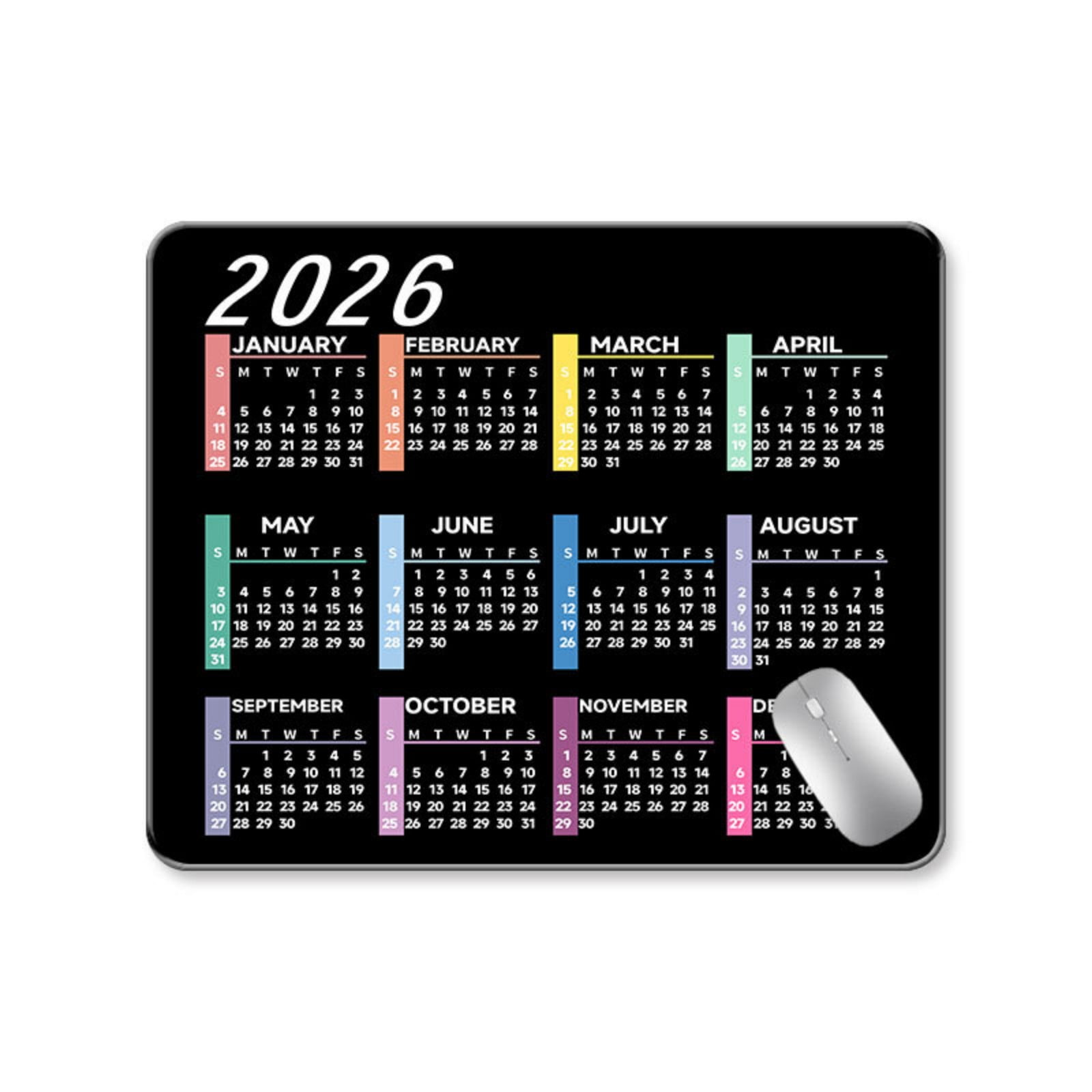 COOLHOOD 2026 Calendar Mouse Pad Featuring Full Year Dates Colorful for ...