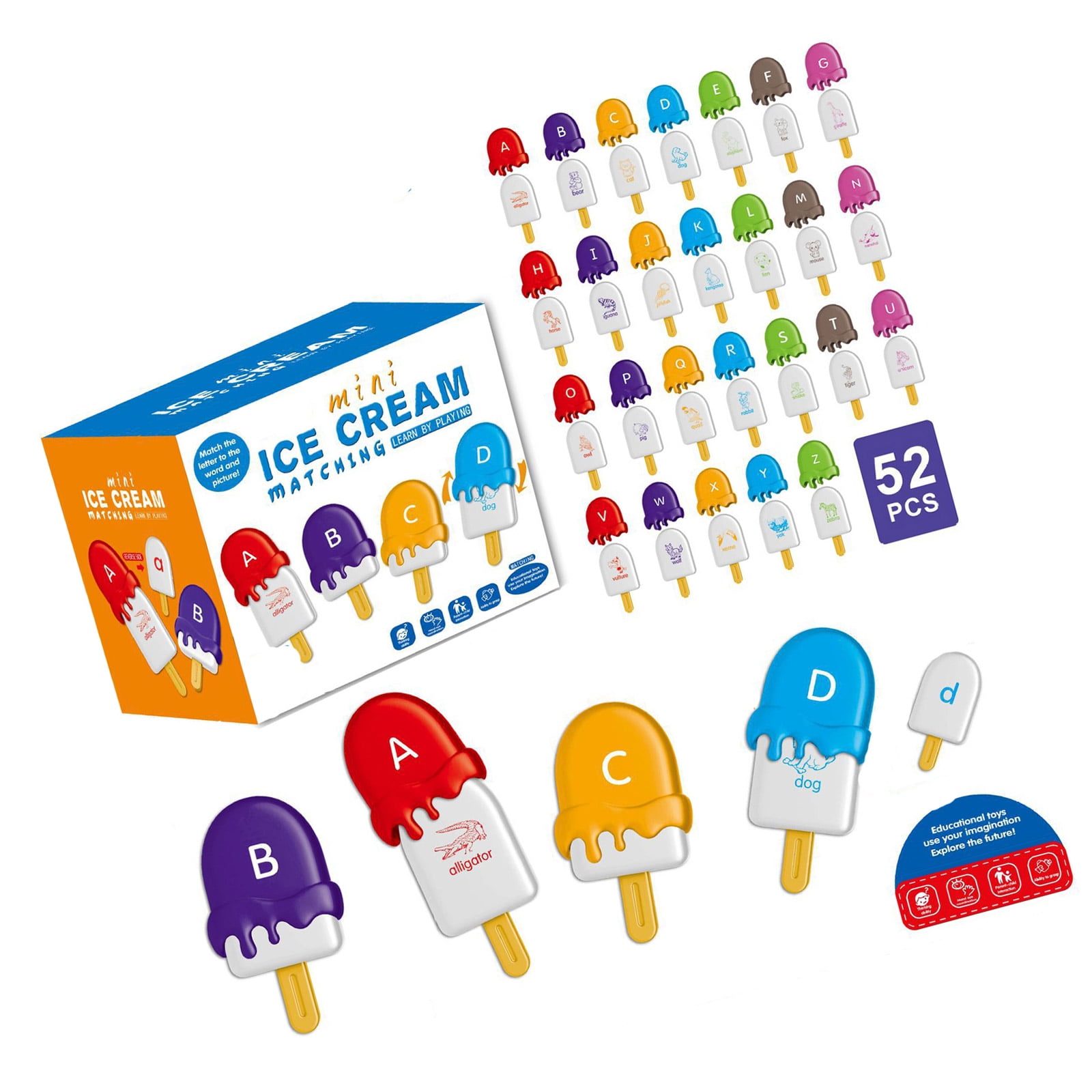 COOLHOOD 26PCS Ice Cream Letter Learning Toy Number Matching Sorting ...