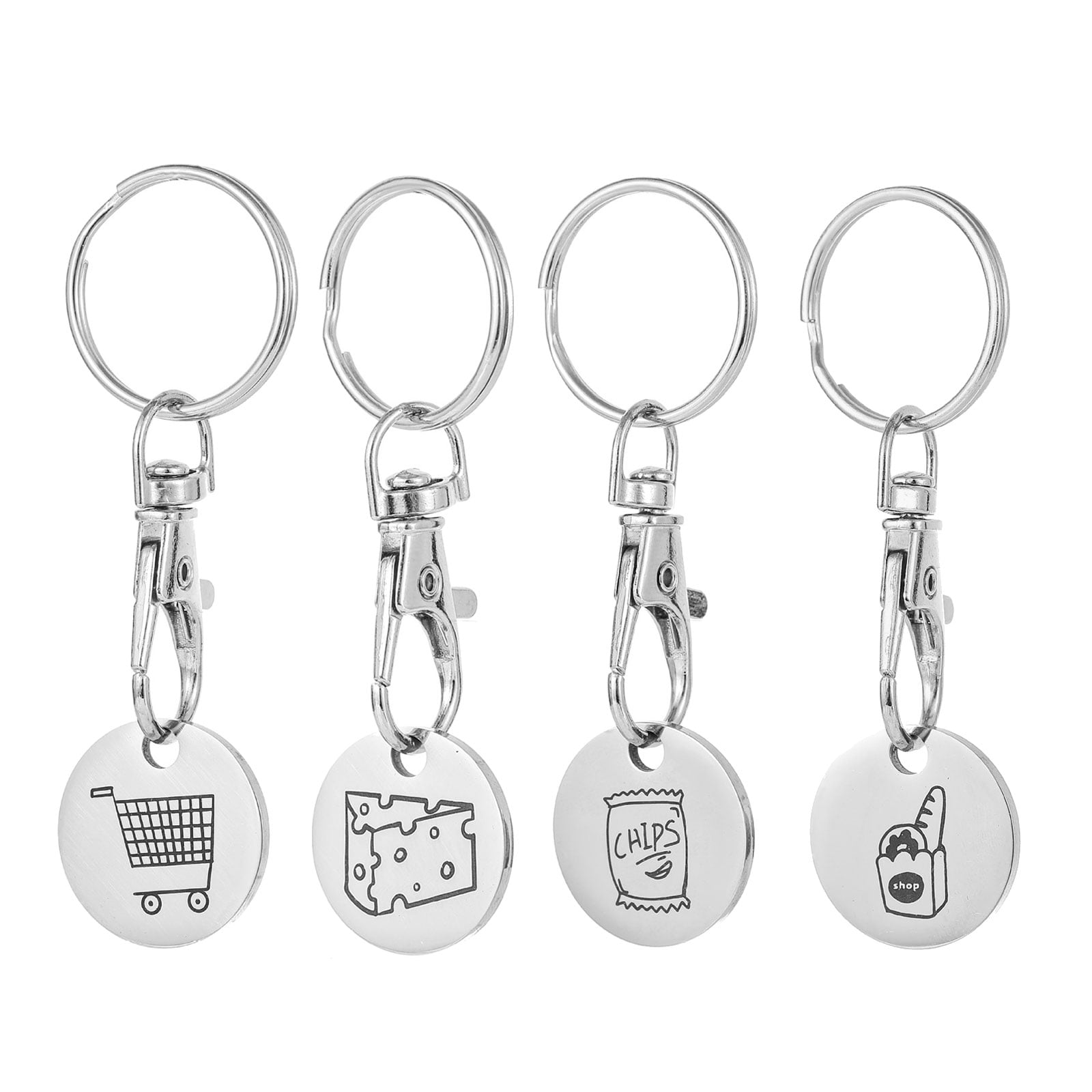 COOLHOOD 4 Pack Shopping Cart Coin Keychain Shopping Trolley Coin ...